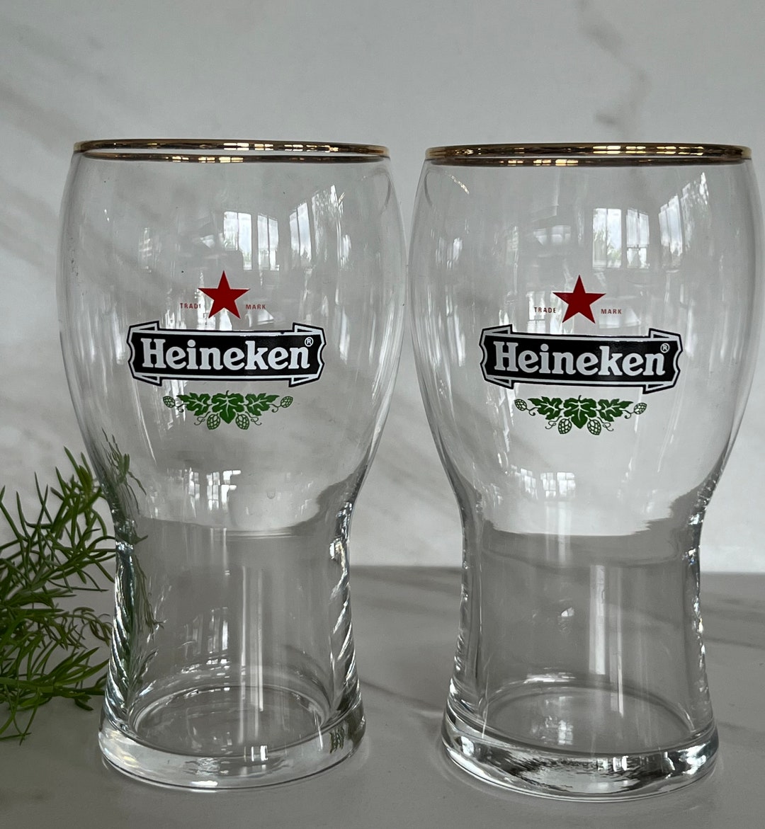 Heineken Red Star Gold Rim Vintage Beer Glass. Set of Two. 1990’s* Read ...