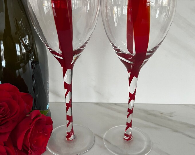 Pier One Imports Hand Blown Vintage Tall Stem Rare Pier One Imports Red ...