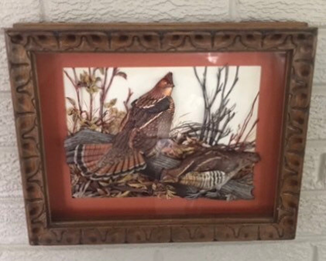 Pheasants Paper Cut Layered Wall Art Dimensional in Wooden Shadow Box ...
