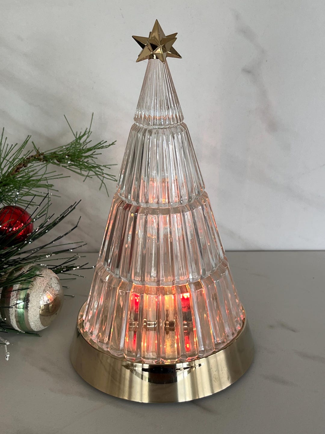 Avon Light up Christmas Tree Clear Glass. Original Box. Made in 1970’s ...