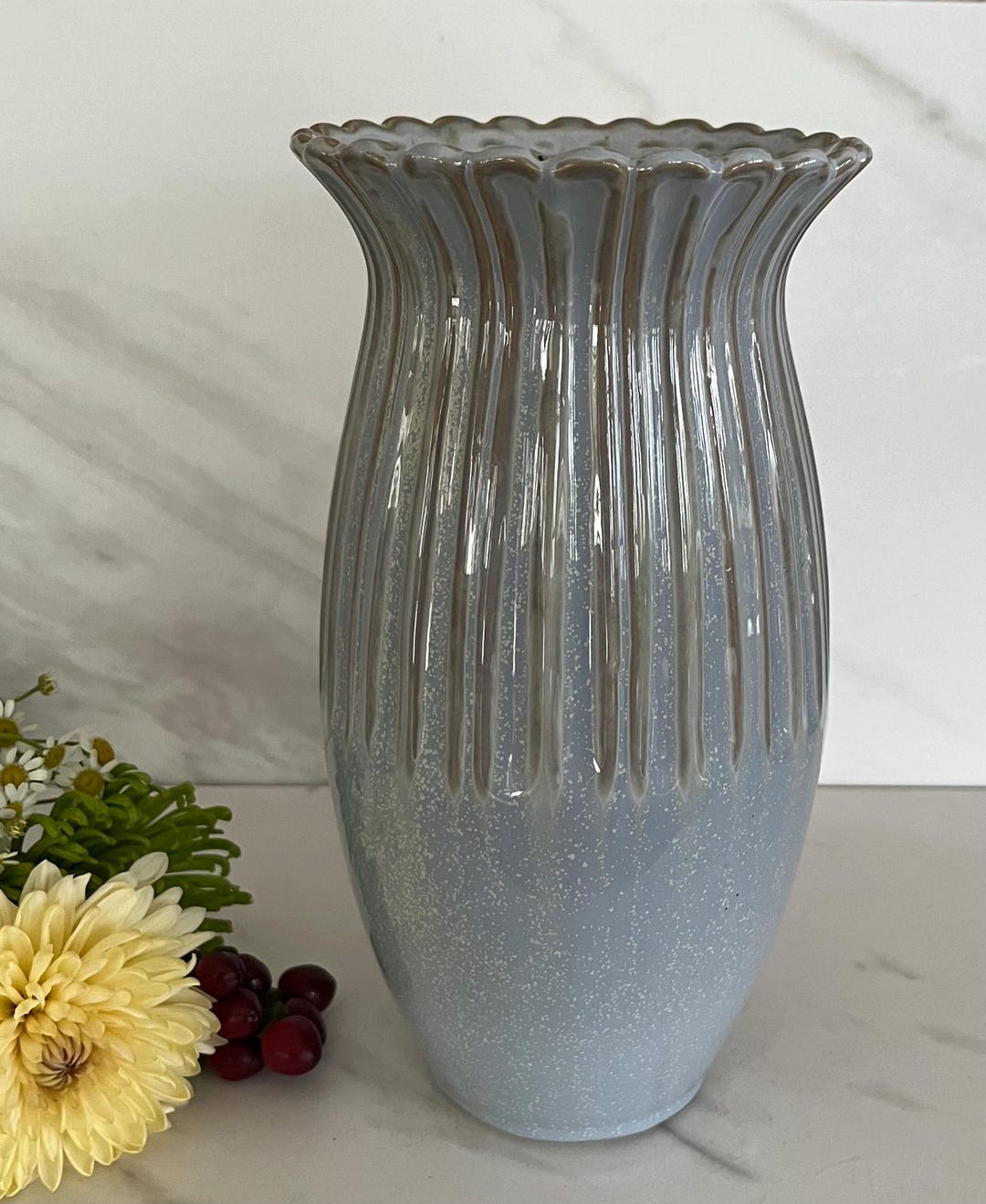 Hosley TM Pottery Vintage Tall Gray Blue Stoneware Ceramic Vase. Hosley ...