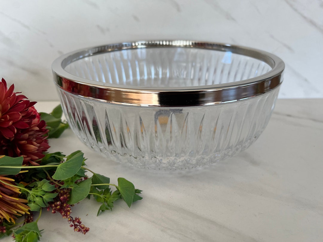 Raimond Hand Made Crystal Silver Plate Rim Serving Bowl. Original ...