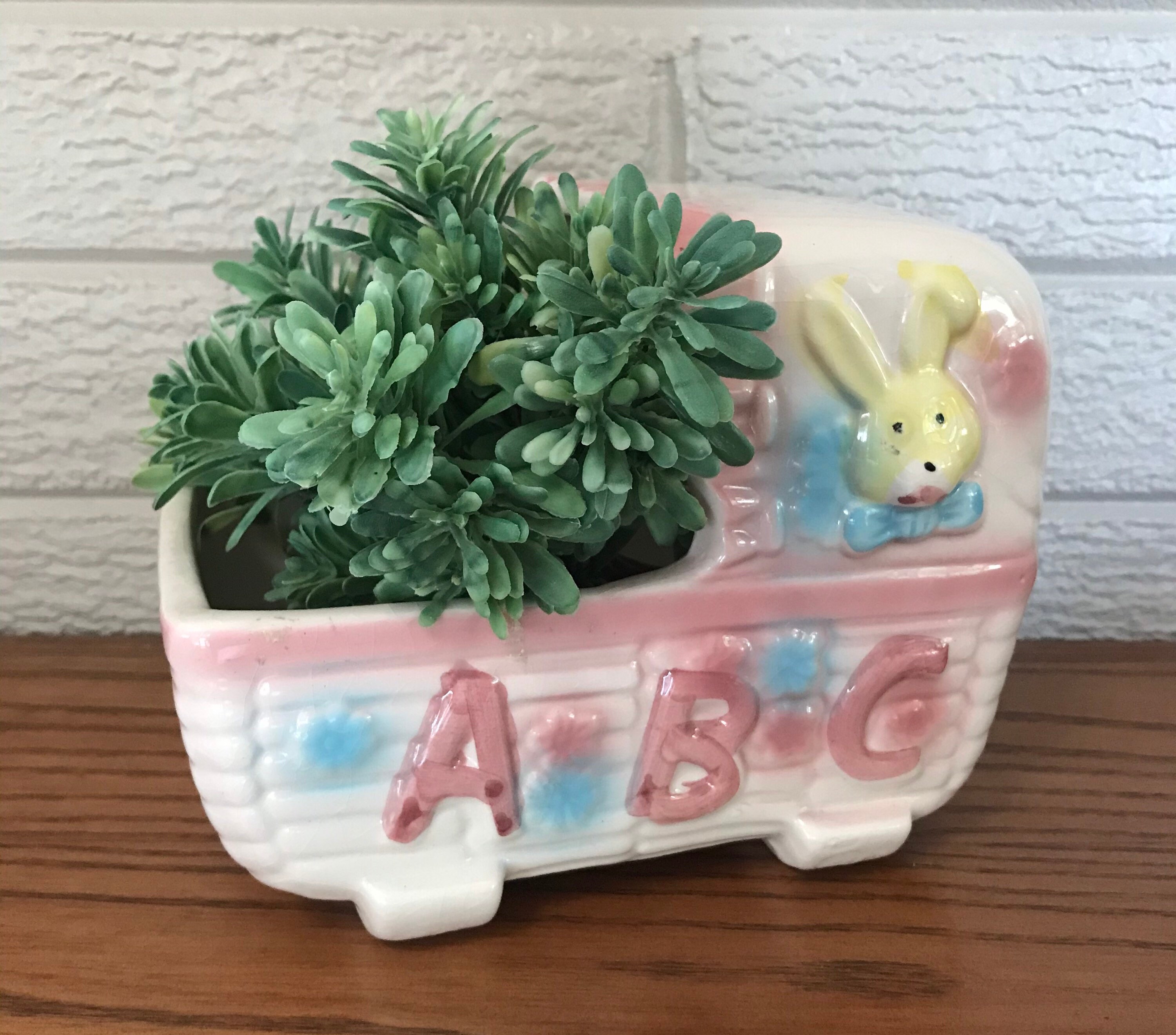 Vintage Baby Carriage Planter With Abcs and Yellow Bunny and - Etsy UK