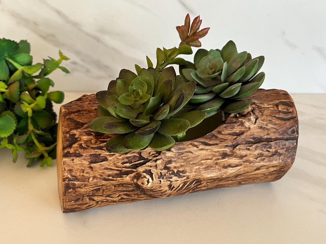 Handmade Vintage Treasure Craft Style Ceramic Log Planter. Signed by ...