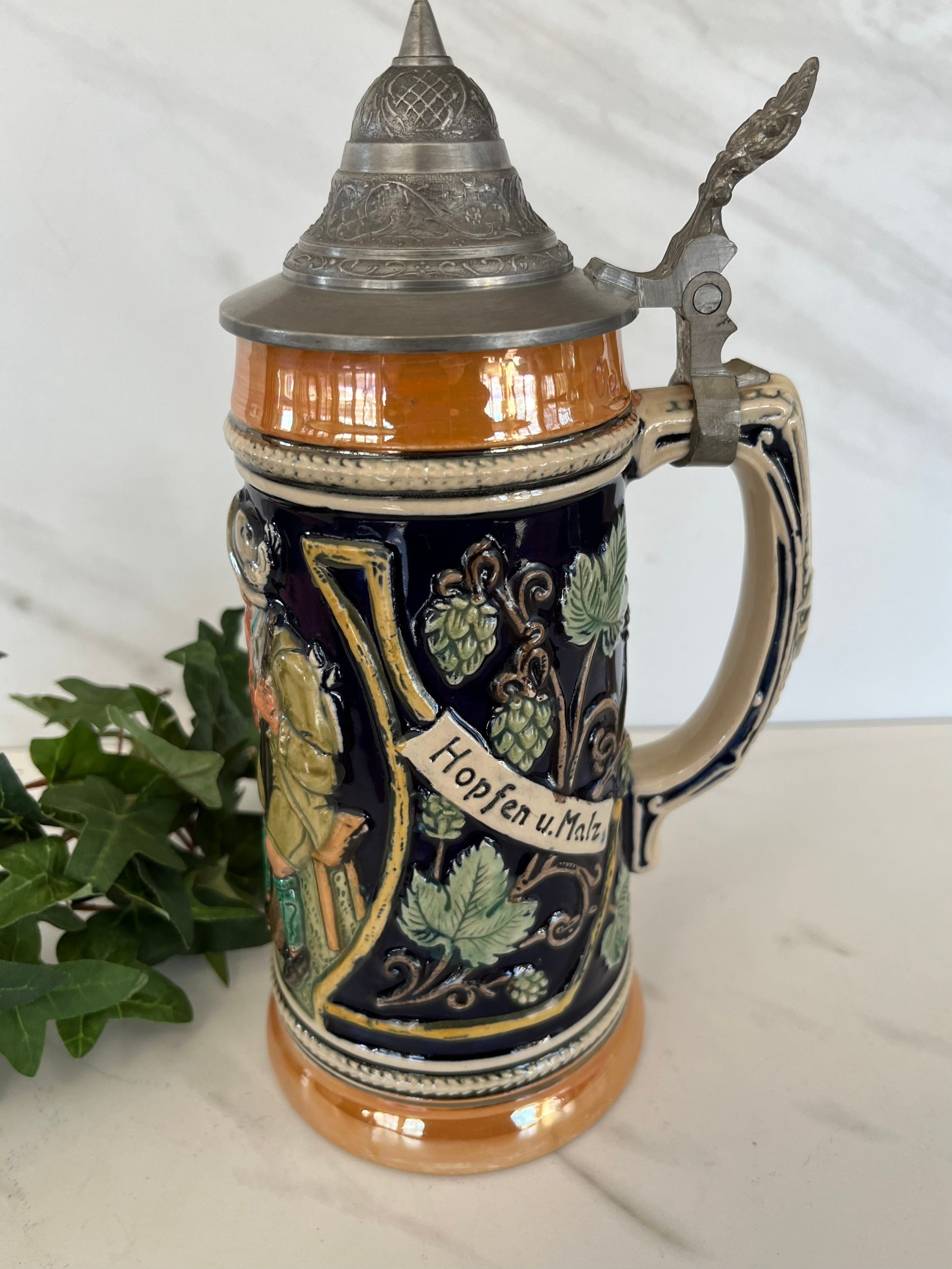 German Vintage Stein With Pewter Lid. Made in Germany. Marked #2029 ...