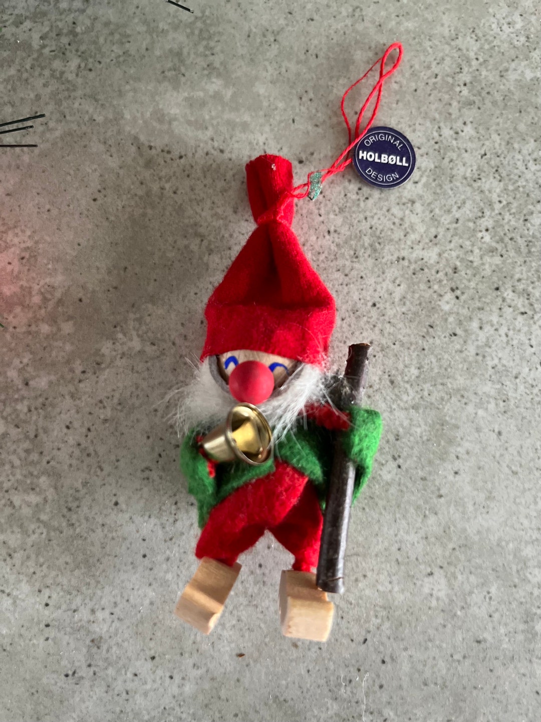 Denmark Vintage Hollbol Denmark Wooden Santa Ornament. Original Tags ...