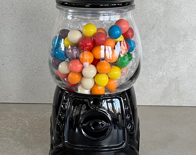 Gumball Machine Shaped Glass Candy Jar or Cookie Jar. Black Flashed ...