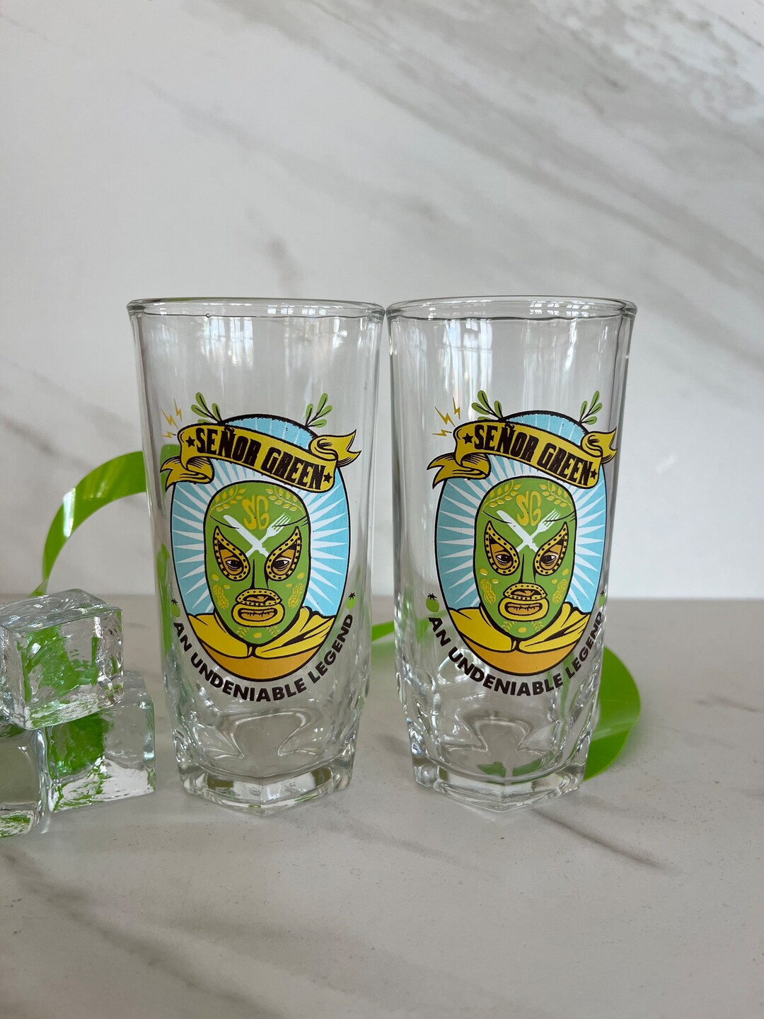 Vintage Dona Maria Mole Jar Glasses Senor Green Undeniable Legend. Made ...