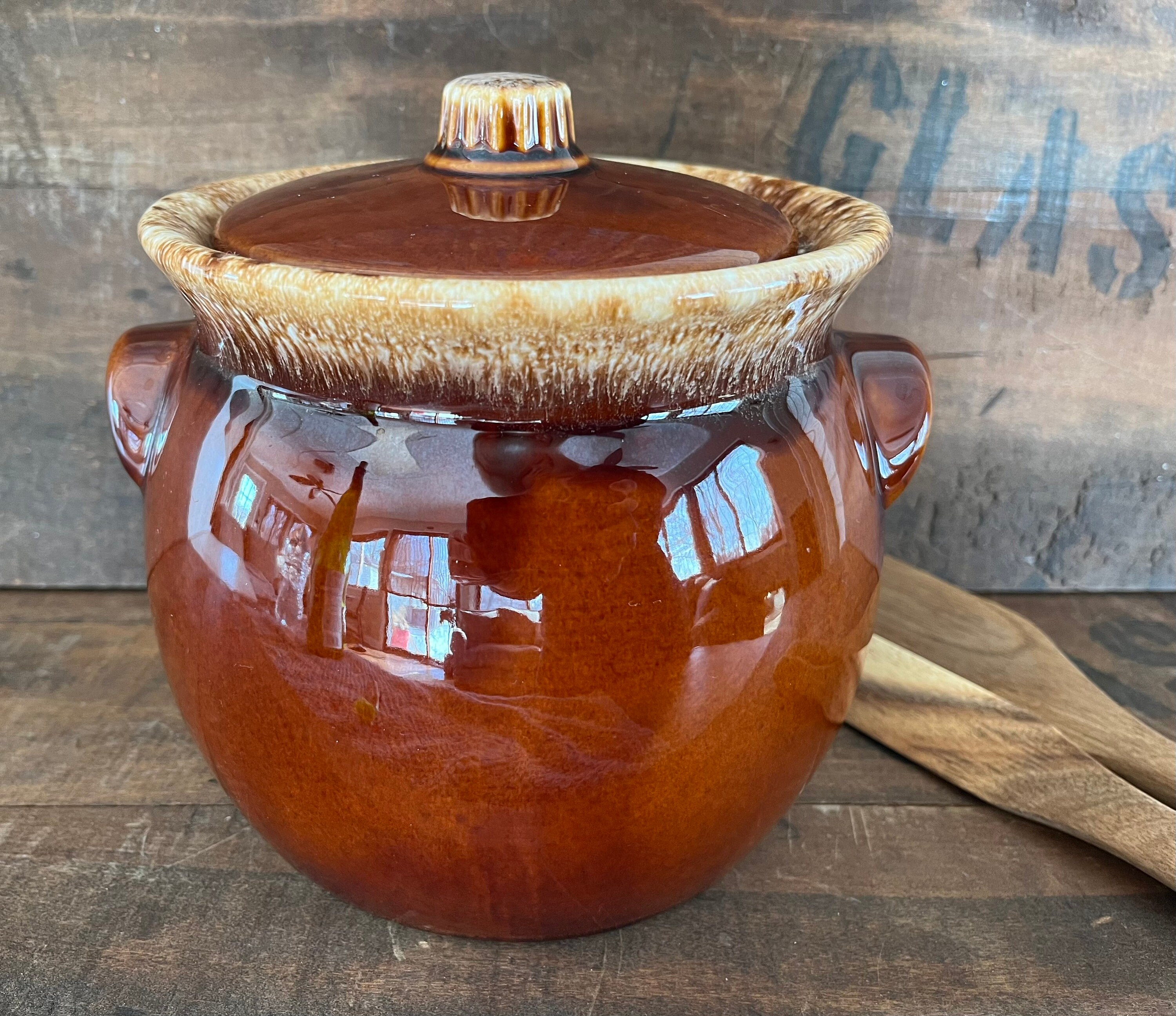 Hull Pottery Covered Bean Pot Brown Drip Glaze. Marked Hull - Etsy