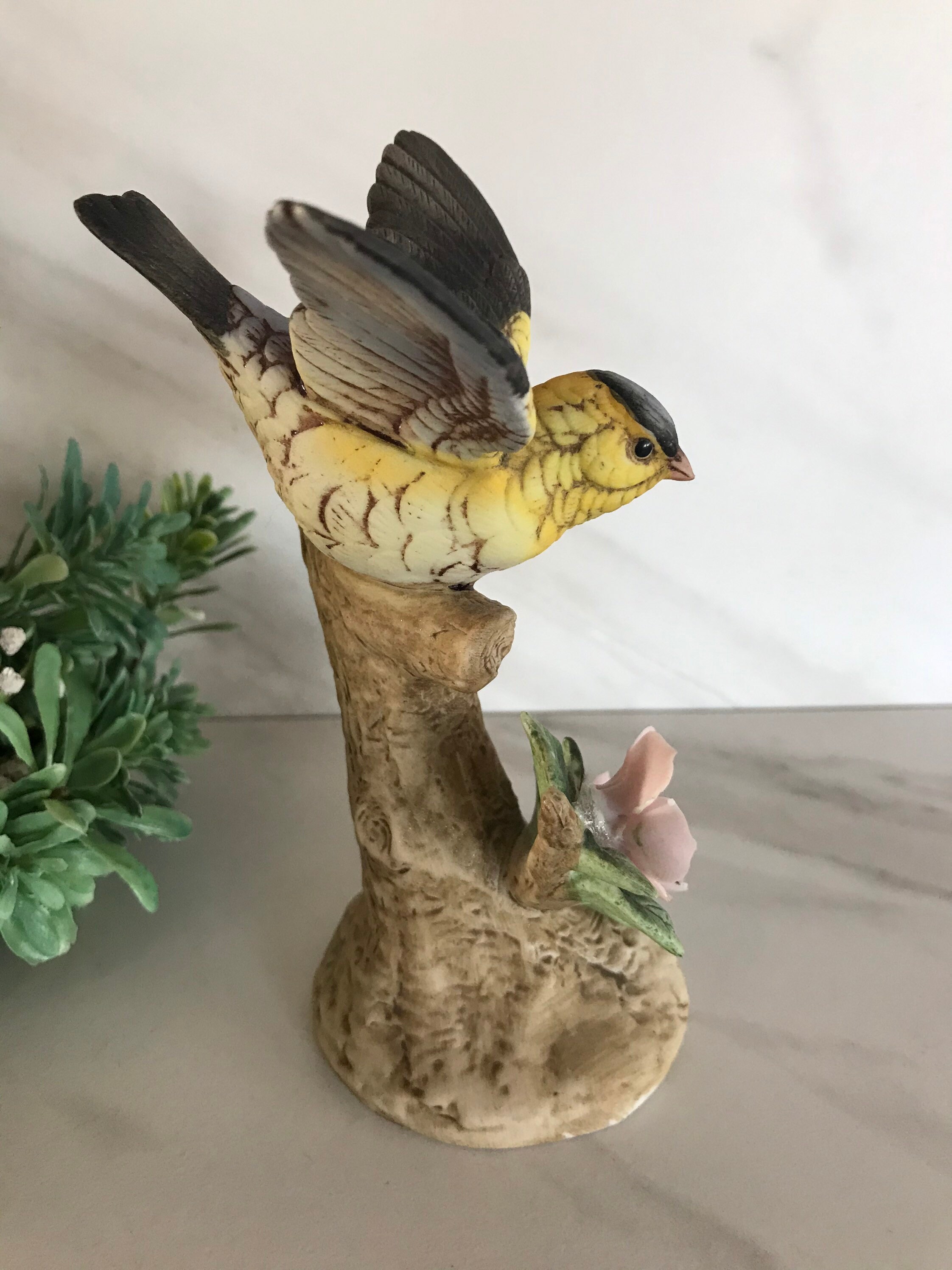 Vintage Bisque Gold Finch Bird Statue. Original Lefton Foil | Etsy