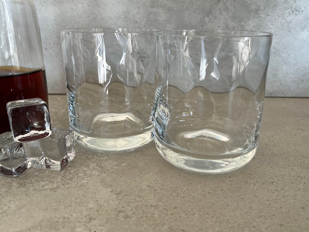 Vintage Clear Whiskey Lowball Rocks Glasses. Double Old Fashioned. Set ...