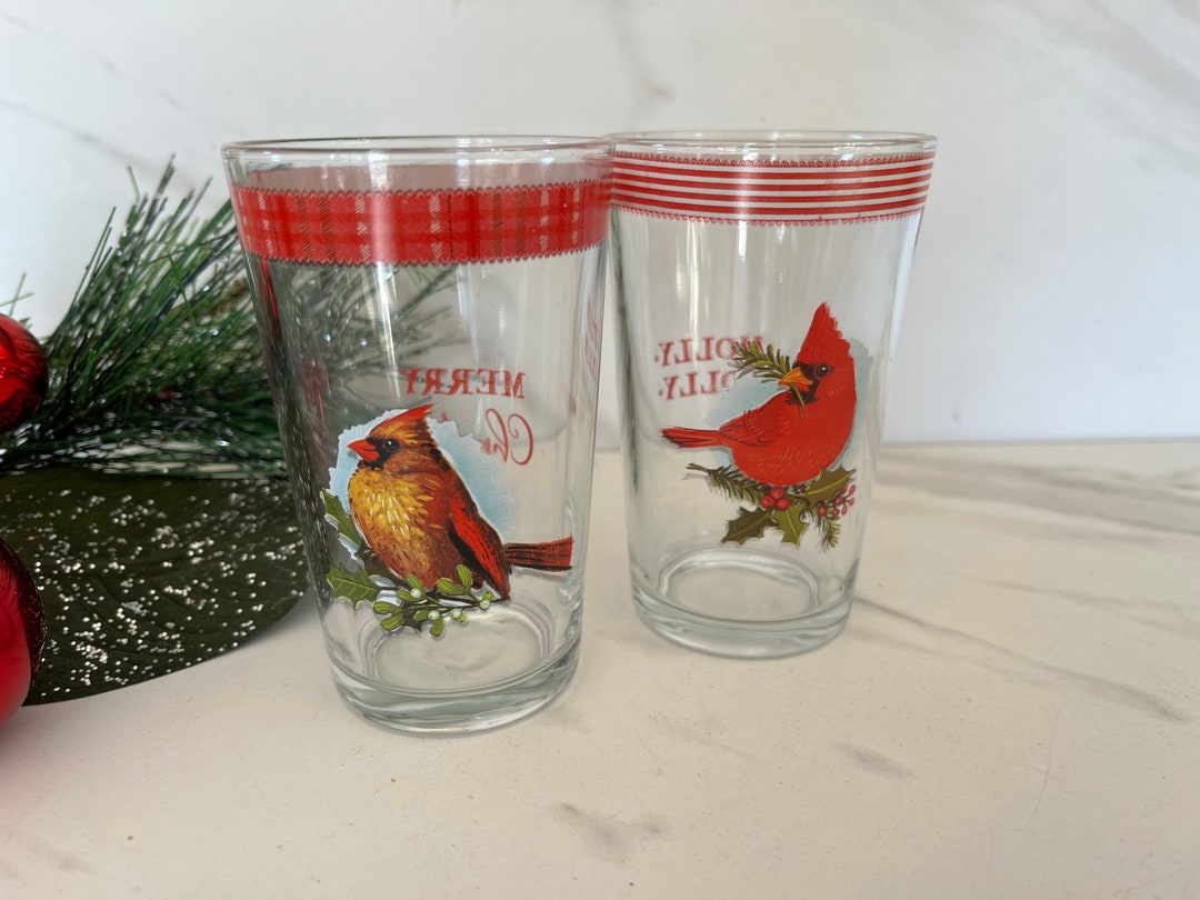Vintage Festive Christmas Cardinal Jelly Jar Glasses Set of Two. - Etsy
