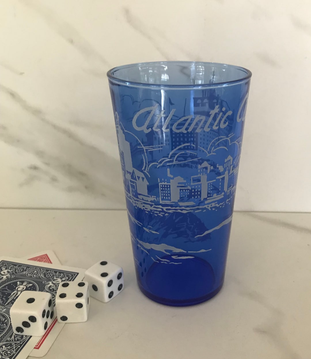 Atlantic City Antique Hazel Atlas New Jersey Vintage Ritz Cobalt Blue ...