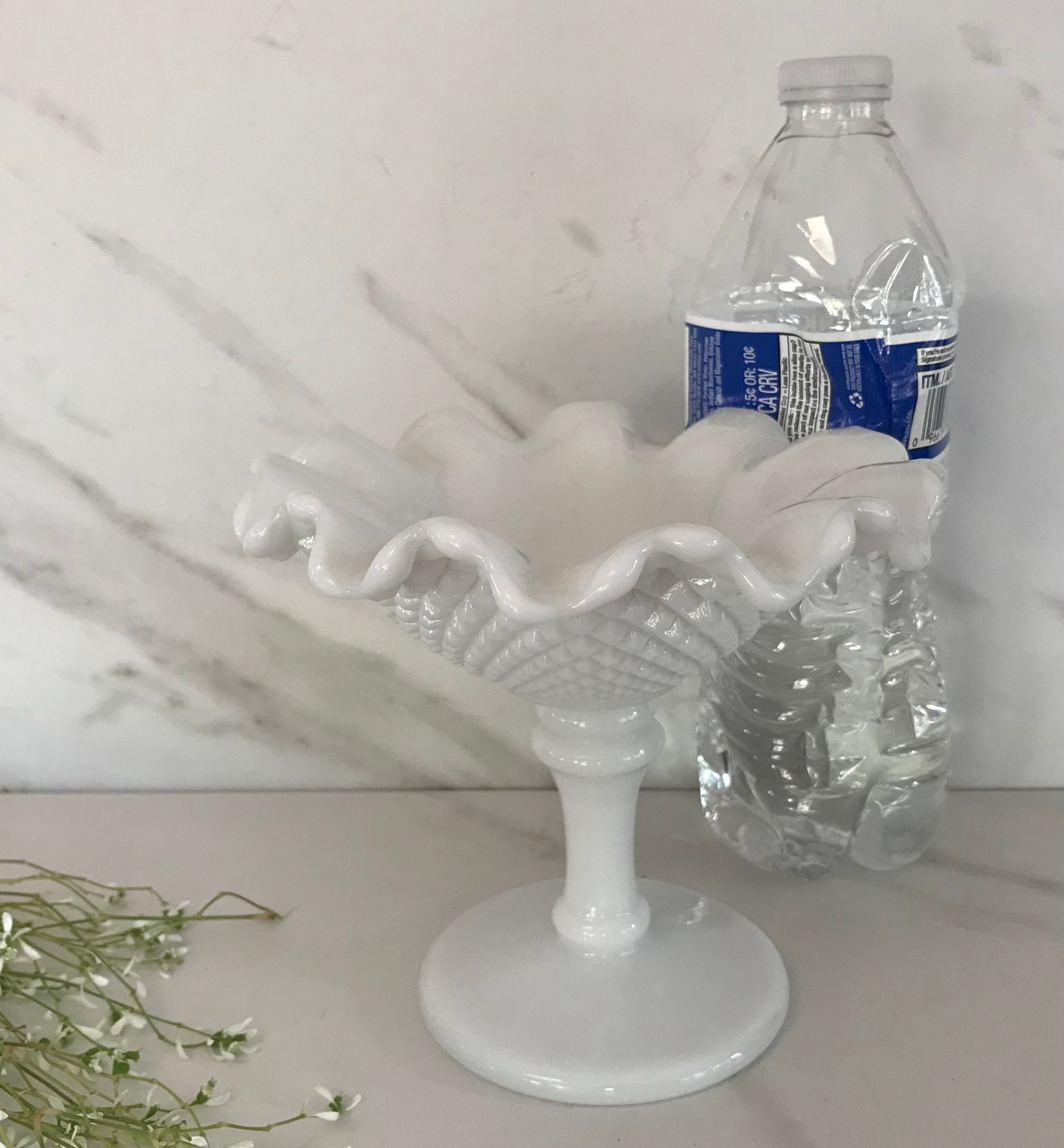 Westmoreland Milk Glass Diamond Pattern. Hobnail Ruffle - Etsy