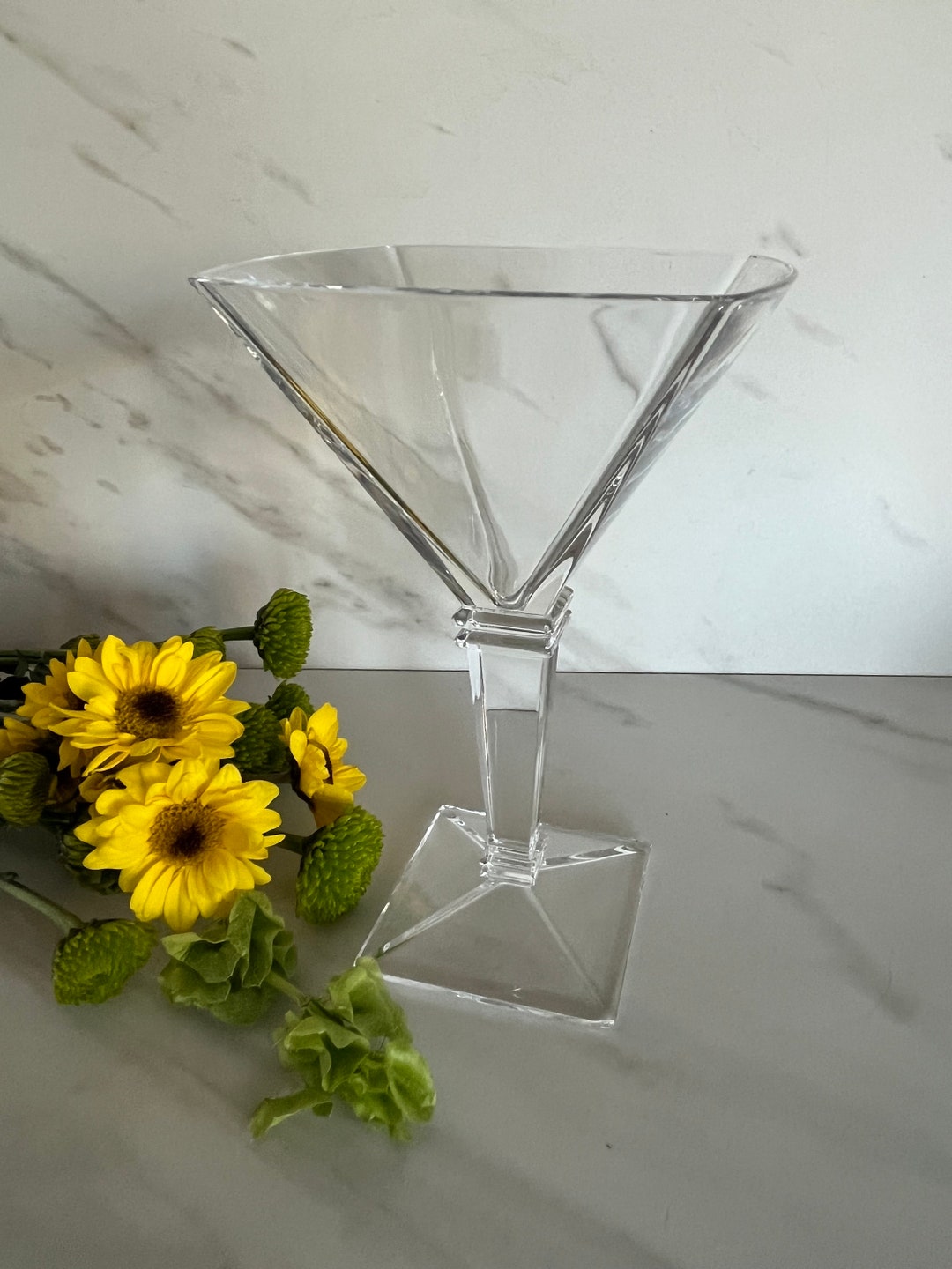 Vintage Quattro Square Rimmed Crystal Large Martini Glass With ...