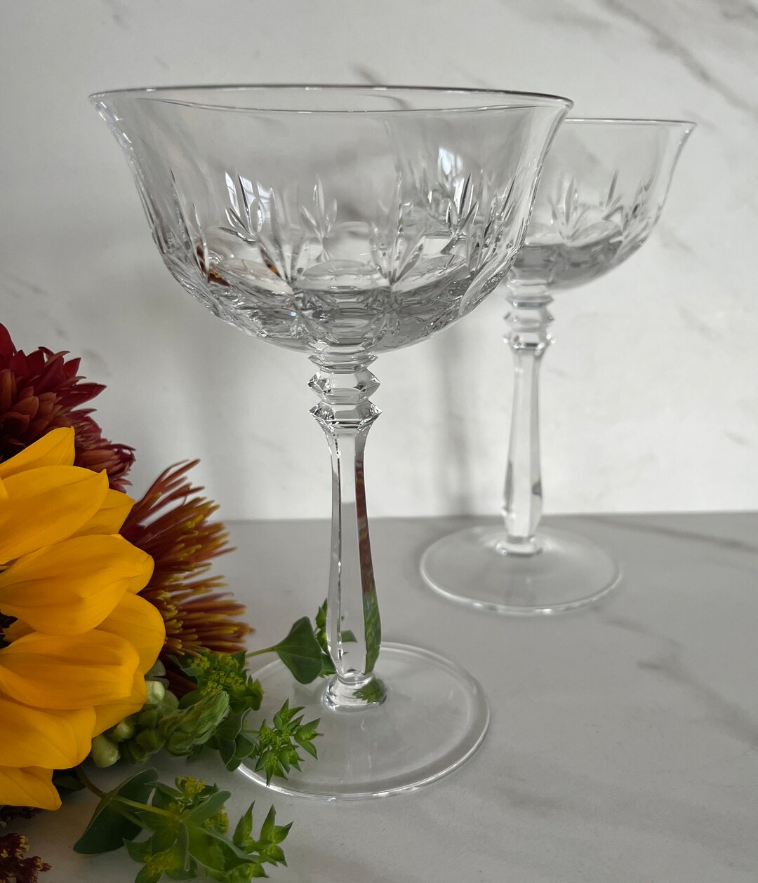 Mikasa Cameo Cut Crystal Stemware Champagne Coupe Glasses - Etsy