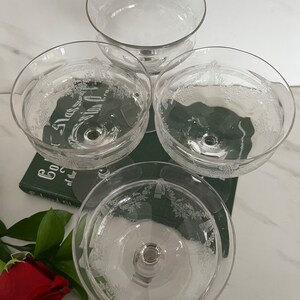 Tiffin Needle Etched Classic Vintage Crystal Coupe Bonnet Cup Sherbet ...