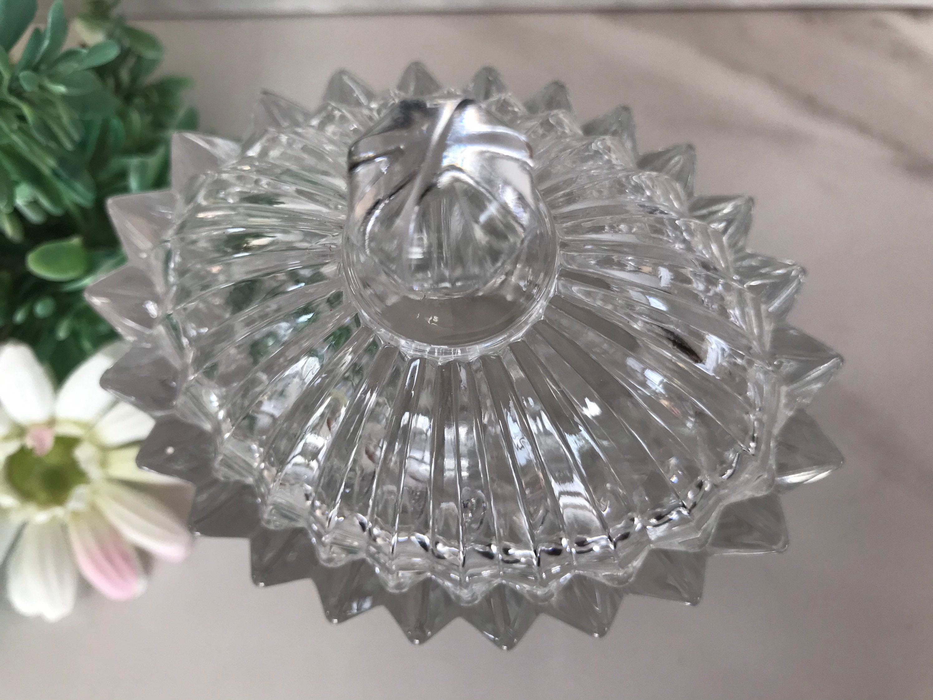 Art Deco Ruffled Crystal Sawtooth Glass Covered Pin Dish. - Etsy