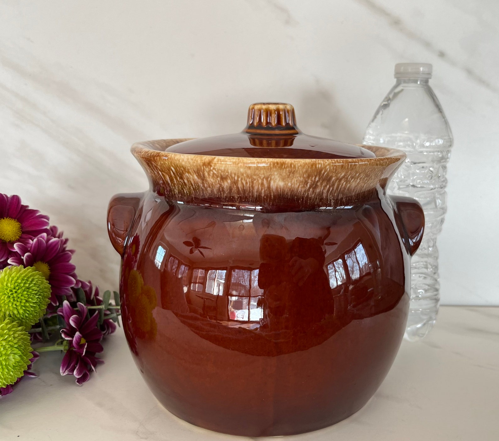 Hull Pottery Covered Bean Pot Brown Drip Glaze. Marked Hull - Etsy