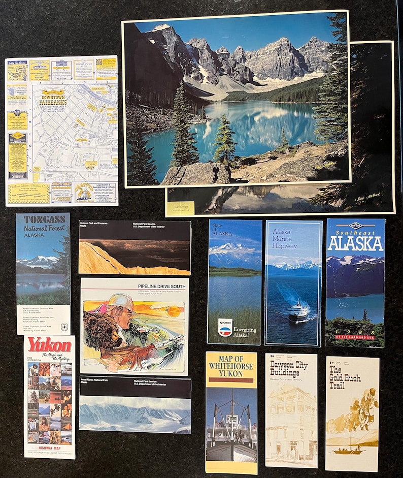 Alaska Vintage Souvenir Road Maps and Tourist Pamphlets and Brochures ...