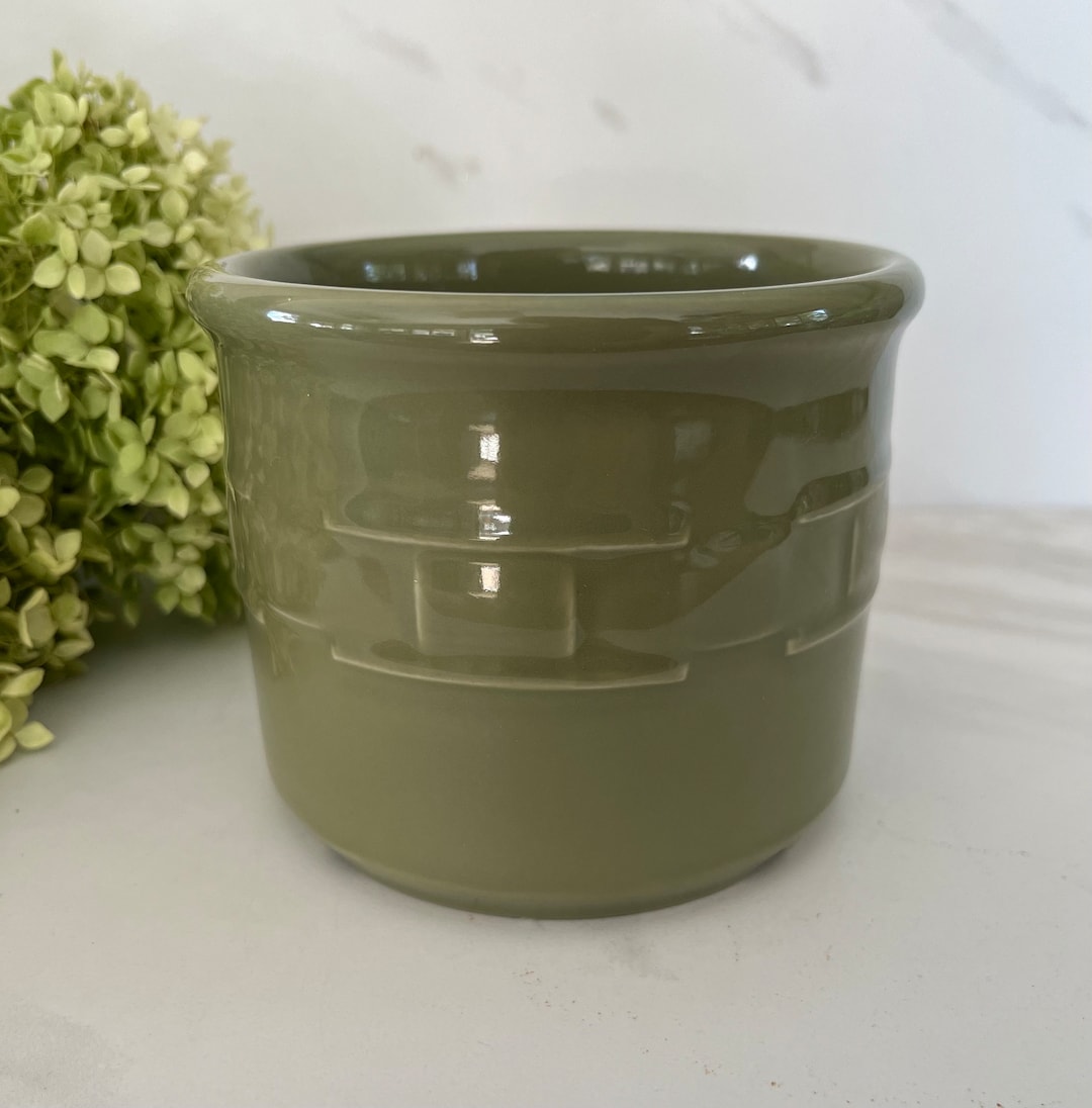 Longaberger 1 Pint Crock Woven Sage Green Longaberger Pottery. Made in ...