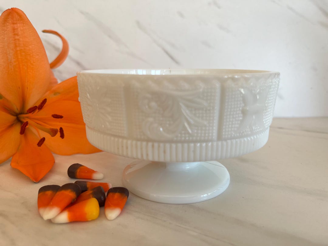 Westmoreland Milk Glass Princess Feather Pattern Candy Dish. Jam or ...