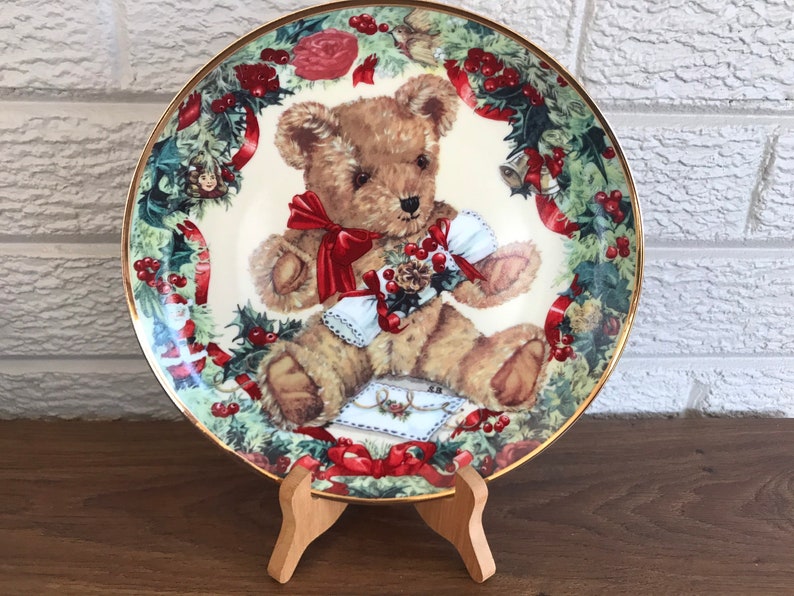 Teddy Bear Vintage Christmas Decorative Plate teddys First | Etsy