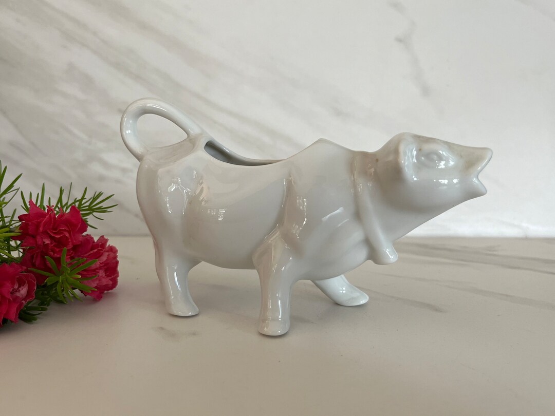 White Cow Creamer. Vintage White Ceramic Cow Creamer. Farmhouse Decor ...