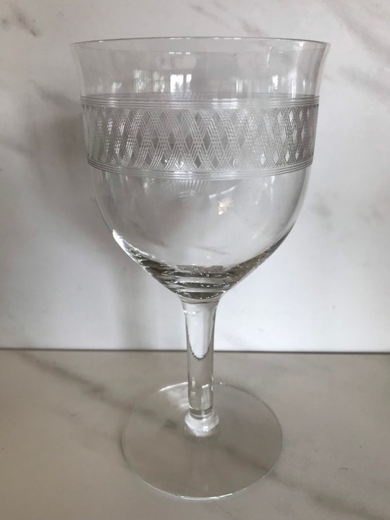 Antique Vintage Etched Scroll Pedestal Water or Wine Goblets 1910-1920 ...