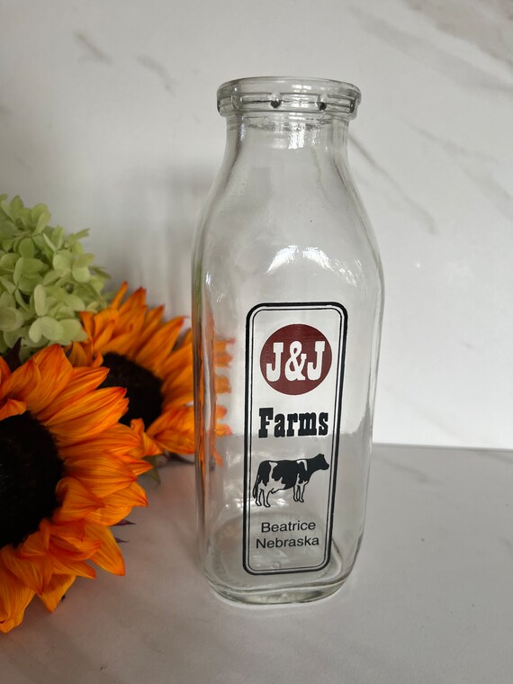 Vintage Half Pint Milk or Cream Glass Bottle. J&J Farms - Etsy