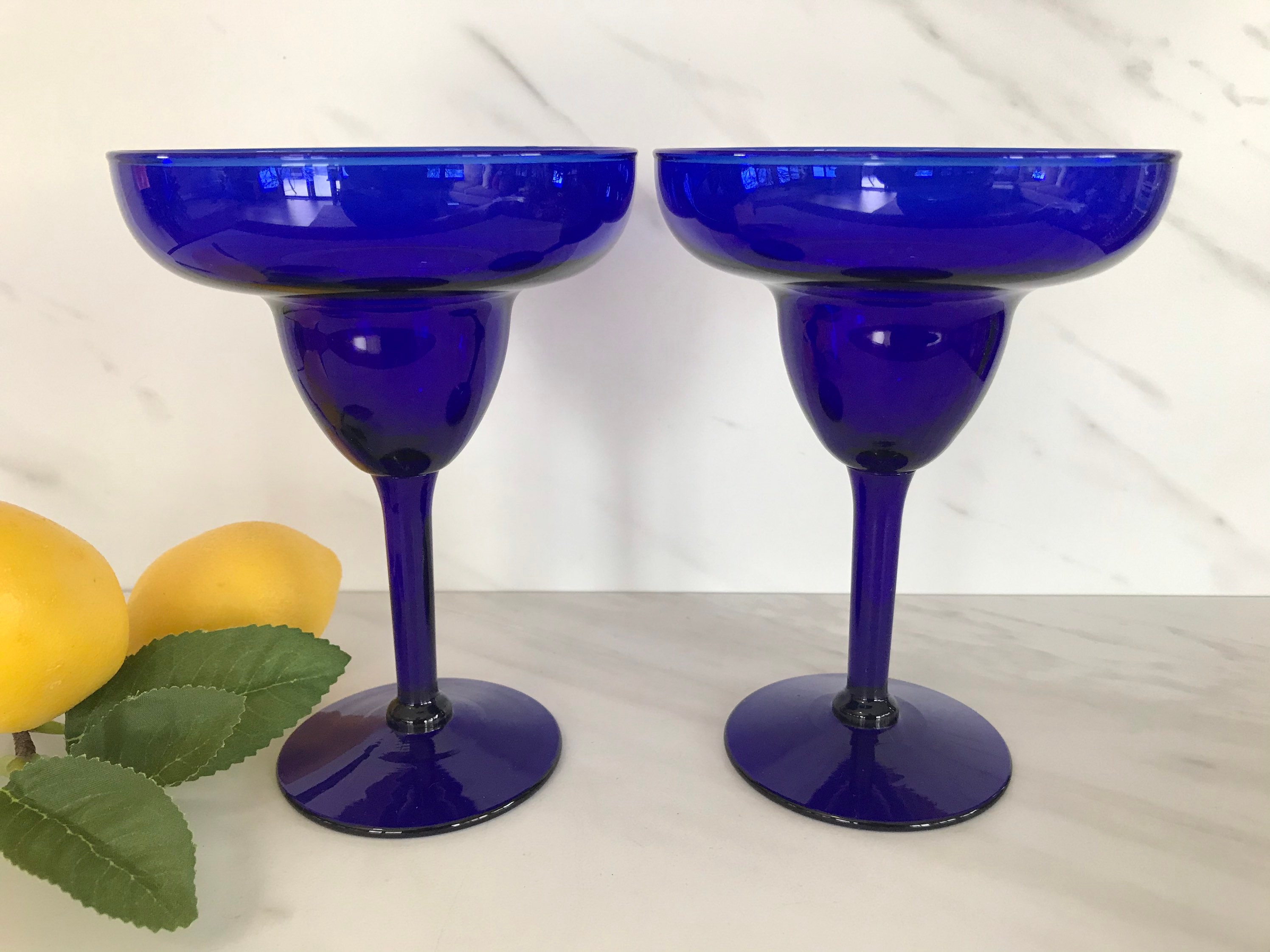 Gorgeous Cobalt Blue Margarita Glasses Set Of 2 1990s Etsy Uk