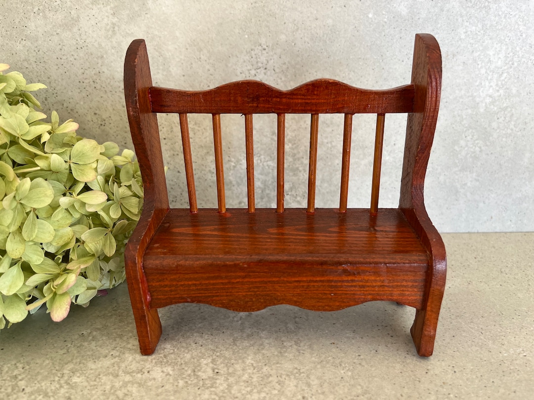 Vintage Miniature Wooden Doll House Garden Bench or Parkway Bench ...