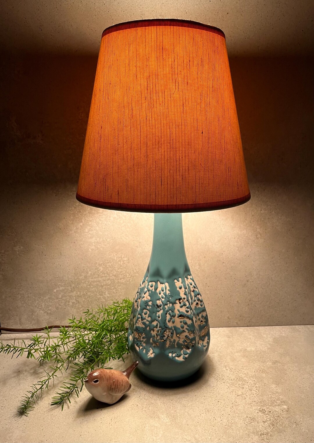 Mid Century Vintage Small Ceramic Blue-teal Lava Gold Splatter Style ...