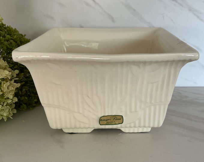 Mid Century Style Cream Haeger Pottery Large Square Planter Marked ...