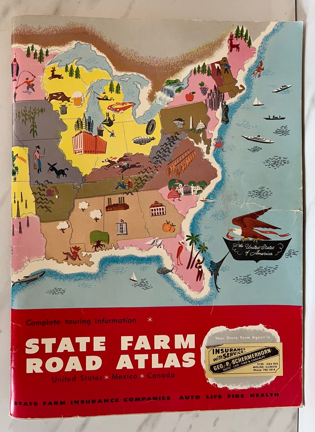 Rand Mcnally Road Atlas State Farm Vintage Road Atlas Map 1977. USA ...