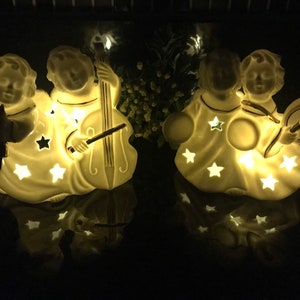 Vintage Angel Musicians Tea Light Set. Porcelain Ceramic With Gold Trim ...