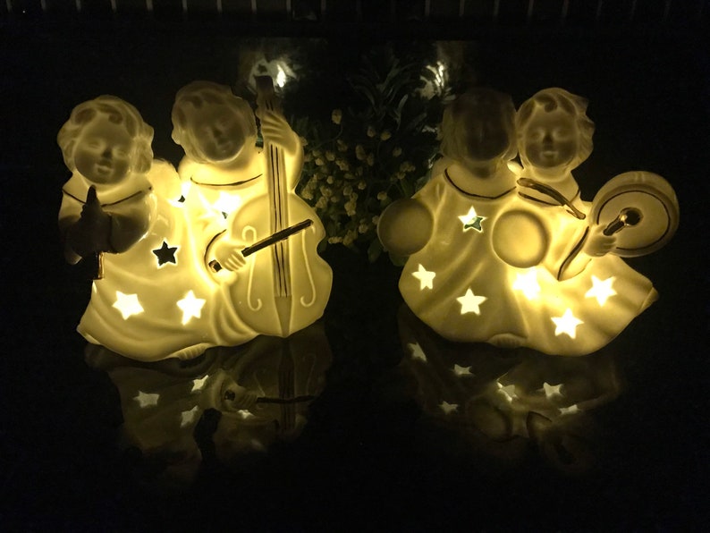 Vintage Angel Musicians Tea Light Set. Porcelain Ceramic With - Etsy