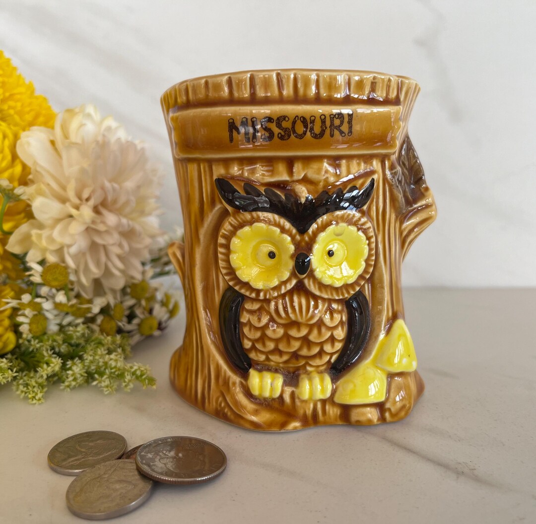 Bank Vintage Missouri Ceramic Owl Bank Original Plug and Japan Sticker ...