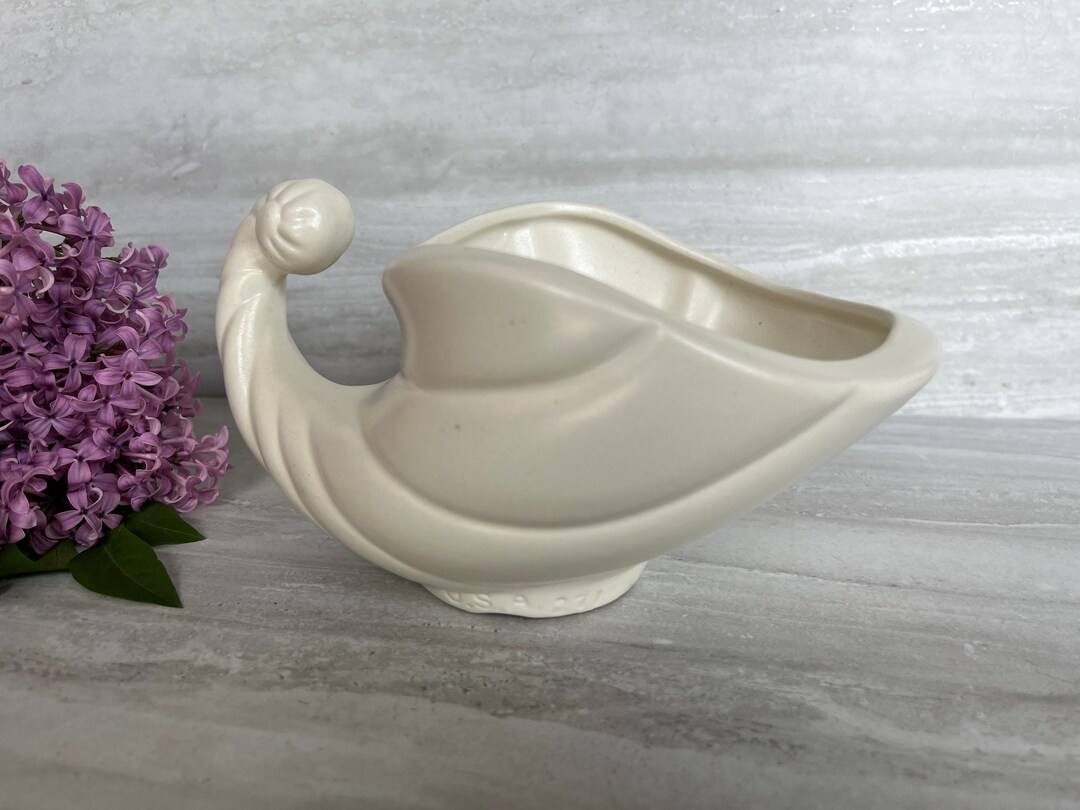 Cornucopia American Bisque Pottery Company Cream White Cornucopia ...