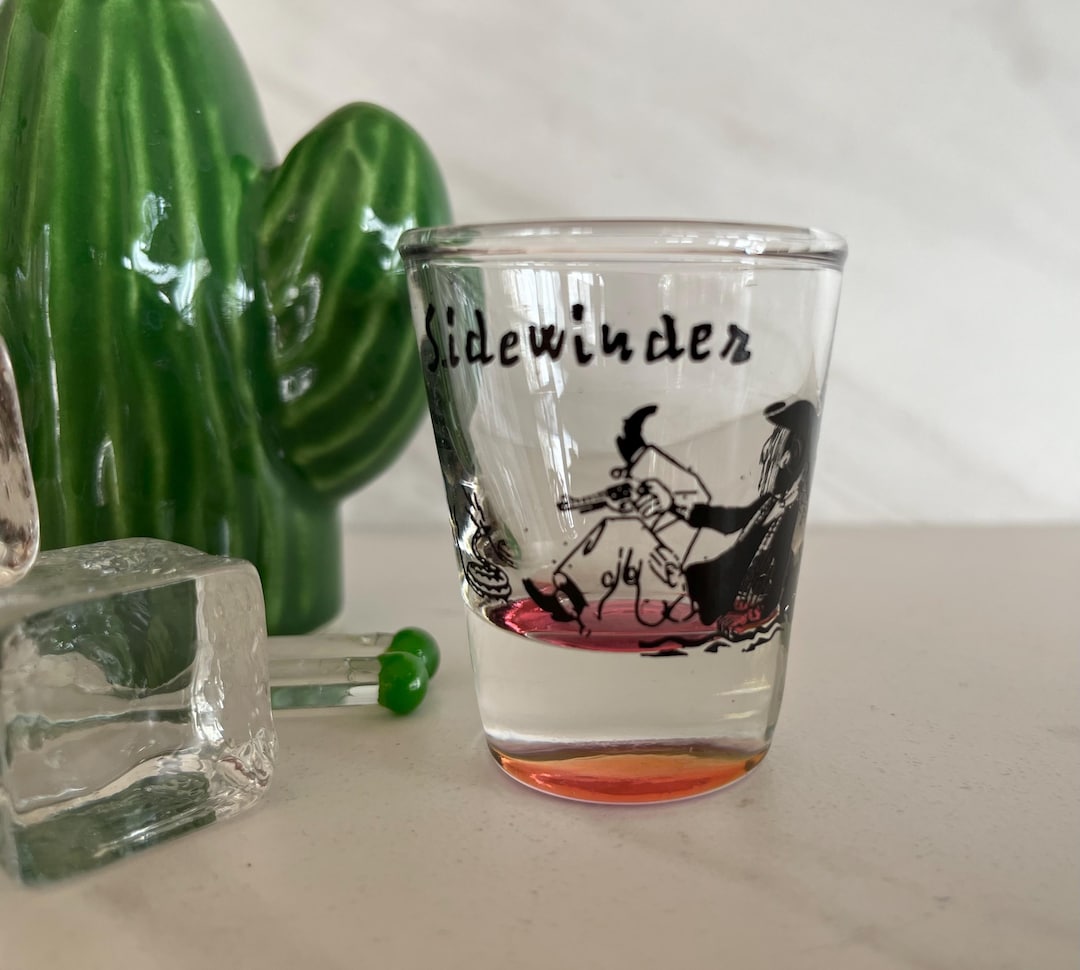 Vintage Shot Glass. Fun Cowboy Cartoon Graphics. “sidewinder” . 1960’s ...