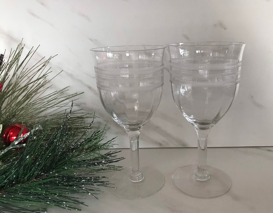 Bryce Antique Crystal Etched Wine, Water or Champagne Glasses ...