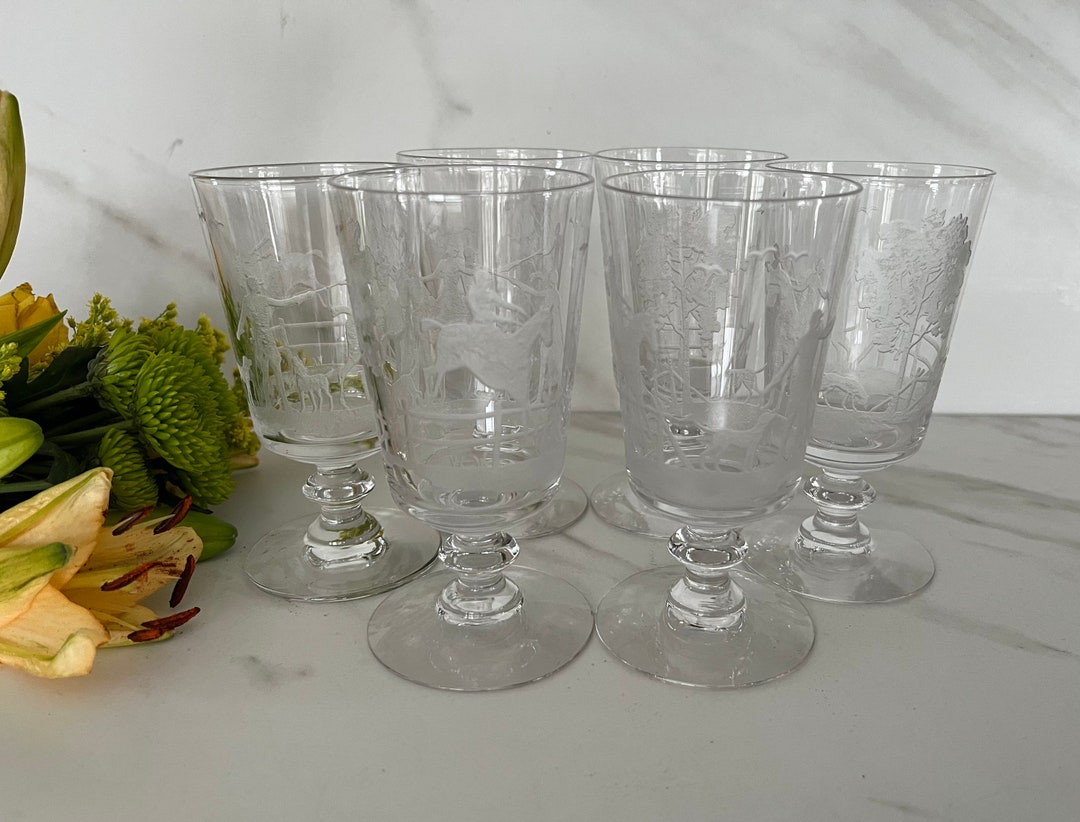 Rare Heisey Steeplechase or Fox Chase Silhouette Etching Antique ...