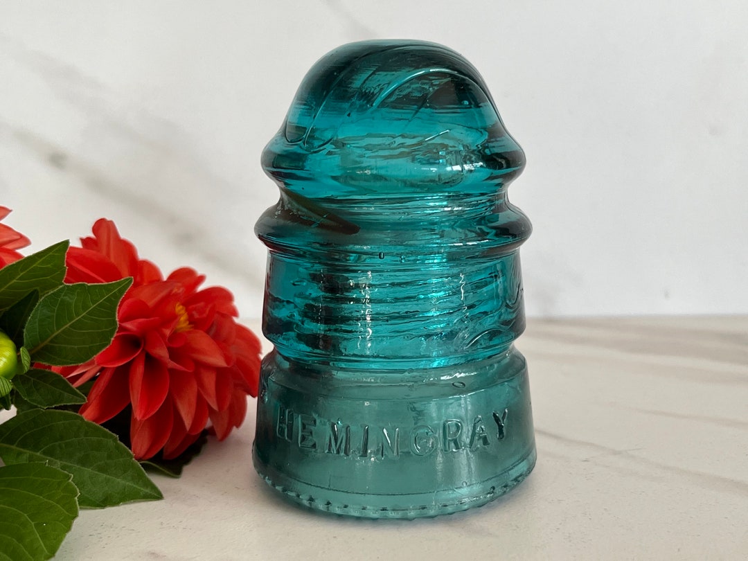 Antique Hemingray Blue Glass Insulator. Marked Hemingray. No. 12 *read ...