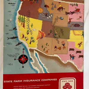 Rand Mcnally Road Atlas State Farm Vintage Road Atlas Map 1977. USA ...