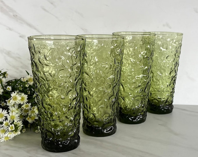 Vintage Tumbler Drinking Glasses. Anchor Hocking Lido Milano Avocado ...