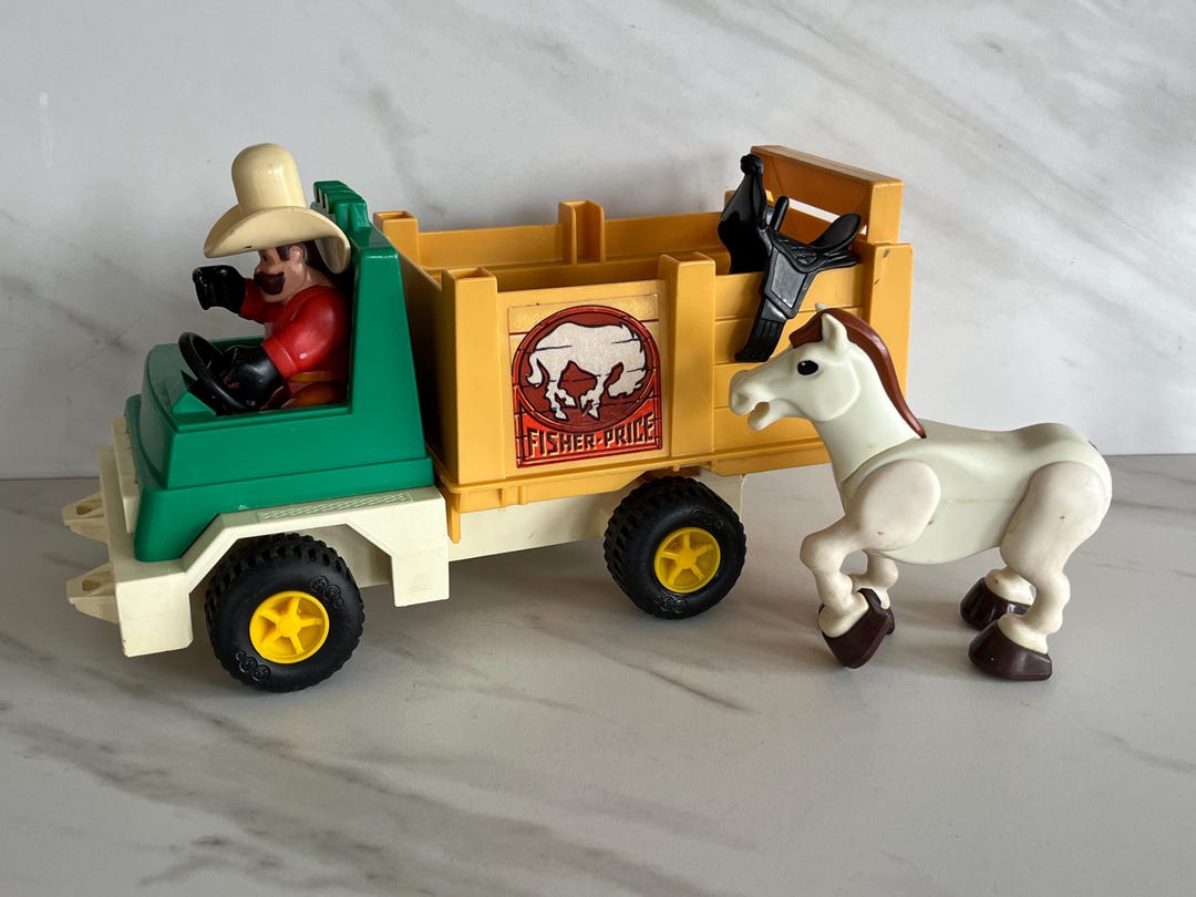 Fisher Price Vintage Rodeo Rig Truck With Cowboy and Horse. Marked ...