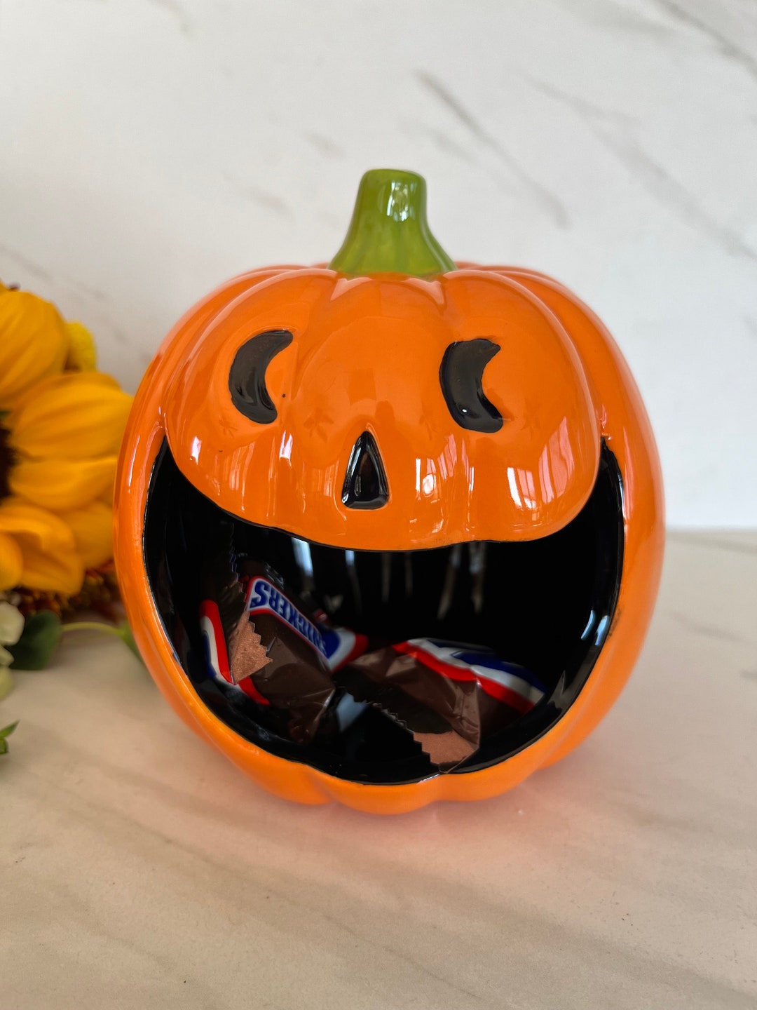 Pumpkin Jack O Lantern Open Mouth Candy Bowl. Marked on Bottom. - Etsy
