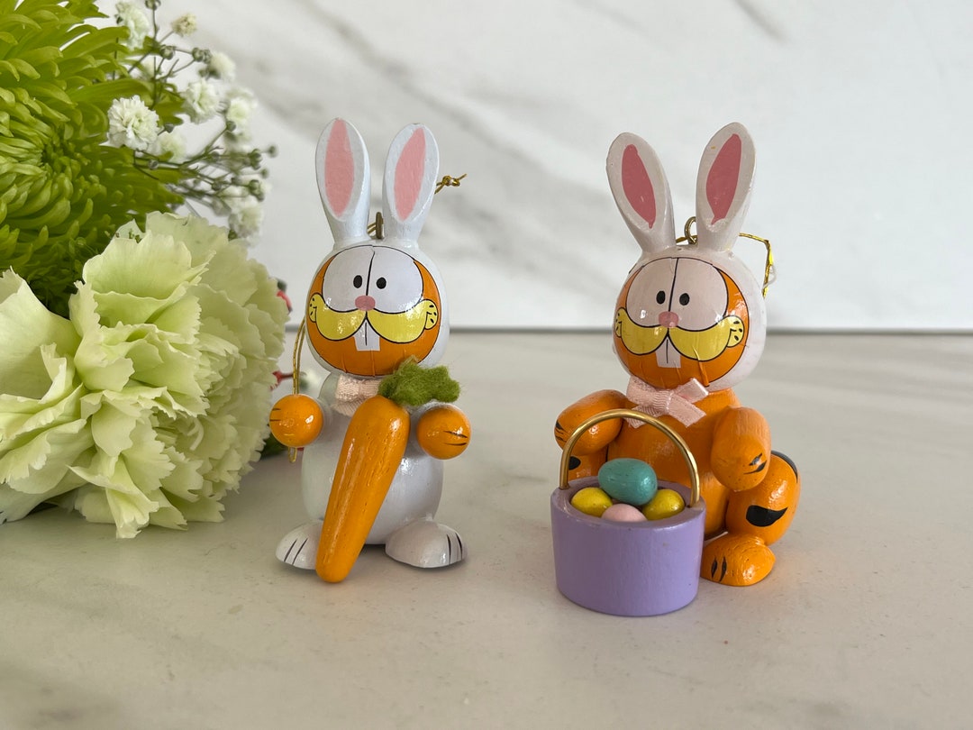 Garfield Easter Bunny Figurine Wooden Ornaments. 1980’s. United ...