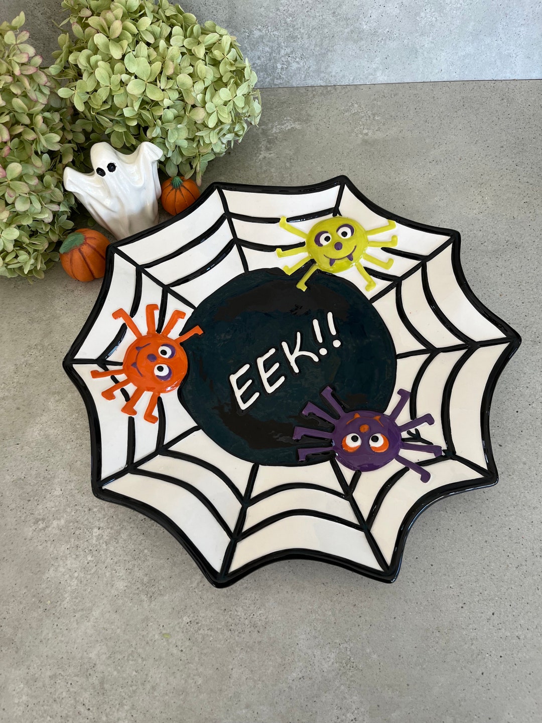 Vintage Halloween Ceramic Spider Web Shaped Platter Bowl. - Etsy