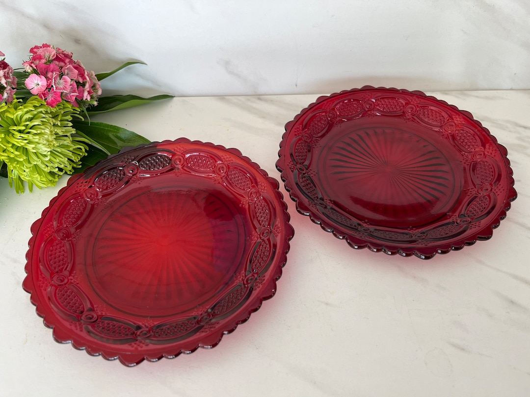 Vintage Avon Cape Cod 1876 Collection Series Ruby Red Glass Dessert ...
